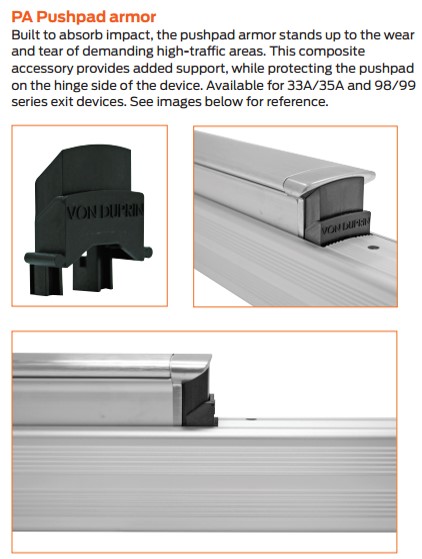 What is PA push bar armor option for the 33A/35A98 or 99?